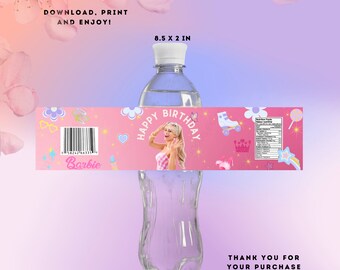 Barbie Barbie Water Bottle Labels Birthday Girl Girl Birthday Party ...