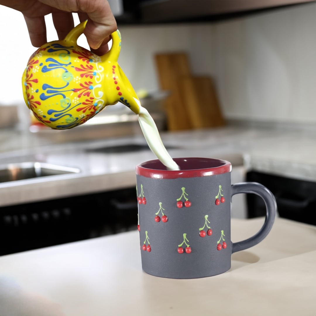 Ceramic Milk Jug With Exquisite Flower Patterns | Hand-painted Creamer ...