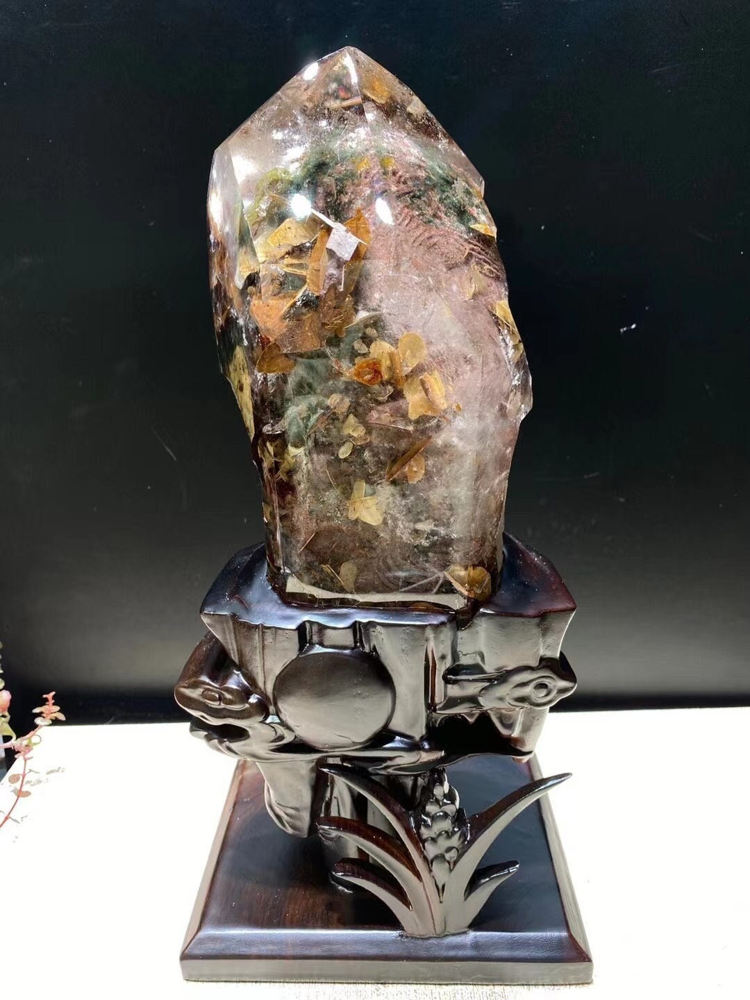 8.58lb Natural Rainbow Ghost Quartz Crystal Standcrystal Phantom ...