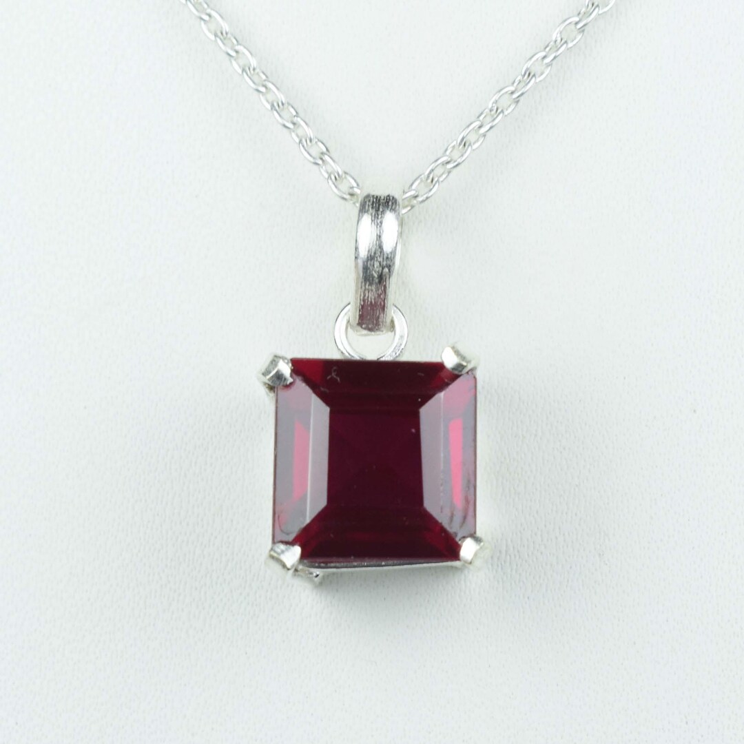 12x12 MM Natural Genuine Red Ruby Square Shape Ruby Necklace, Square ...