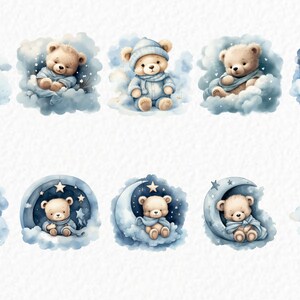 Teddy Bears Clipart Sleepy Teddy Bears, Baby Bear PNG, Cute Watercolor ...