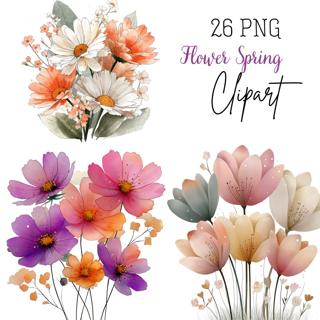 26 Flowers Spring Clipart: Floral Graphics (digital Download) - Etsy