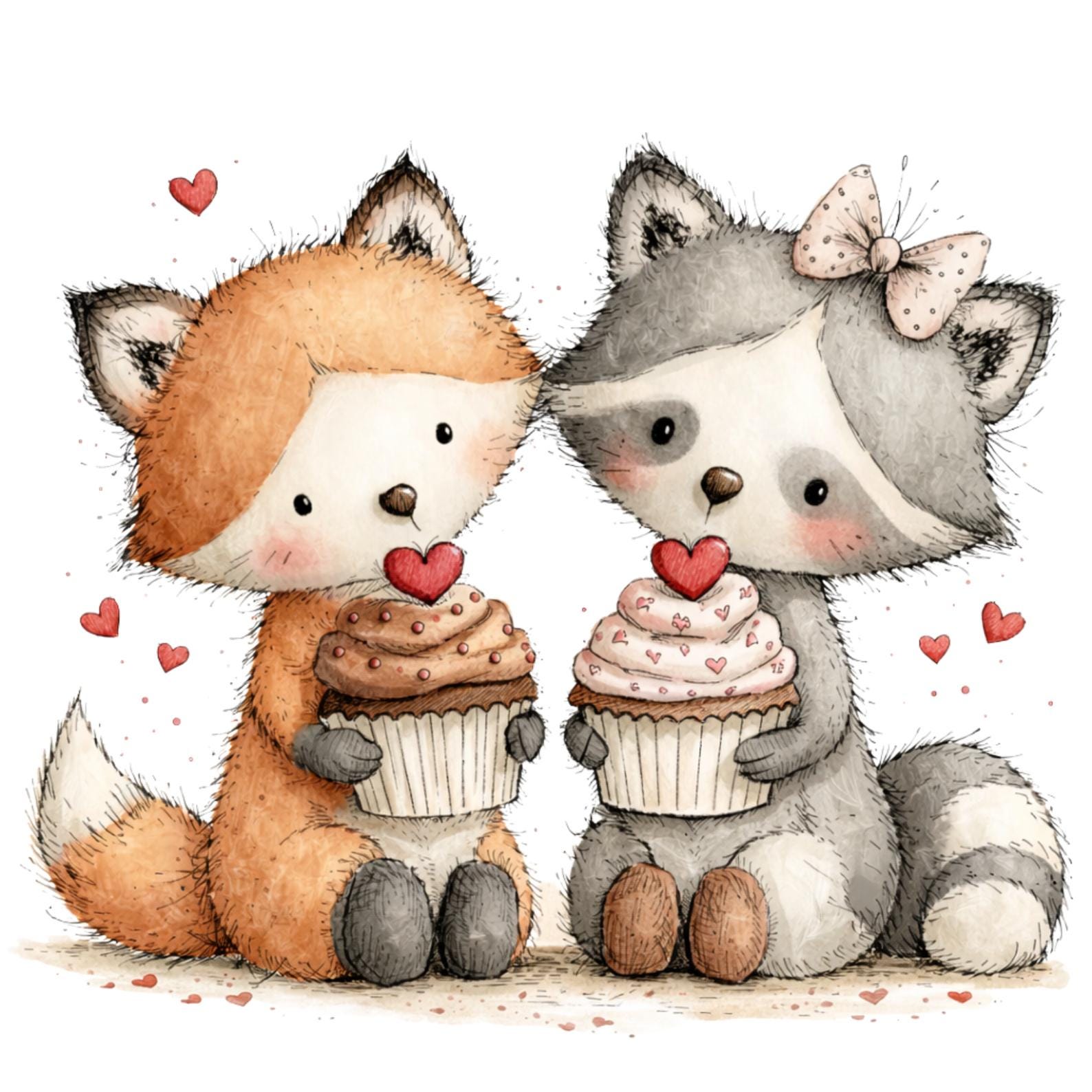 Animals Valentine Day Clipart: Whimsical Graphics - Festive Animals ...