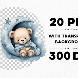 Teddy Bears Clipart Sleepy Teddy Bears, Baby Bear PNG, Cute Watercolor ...