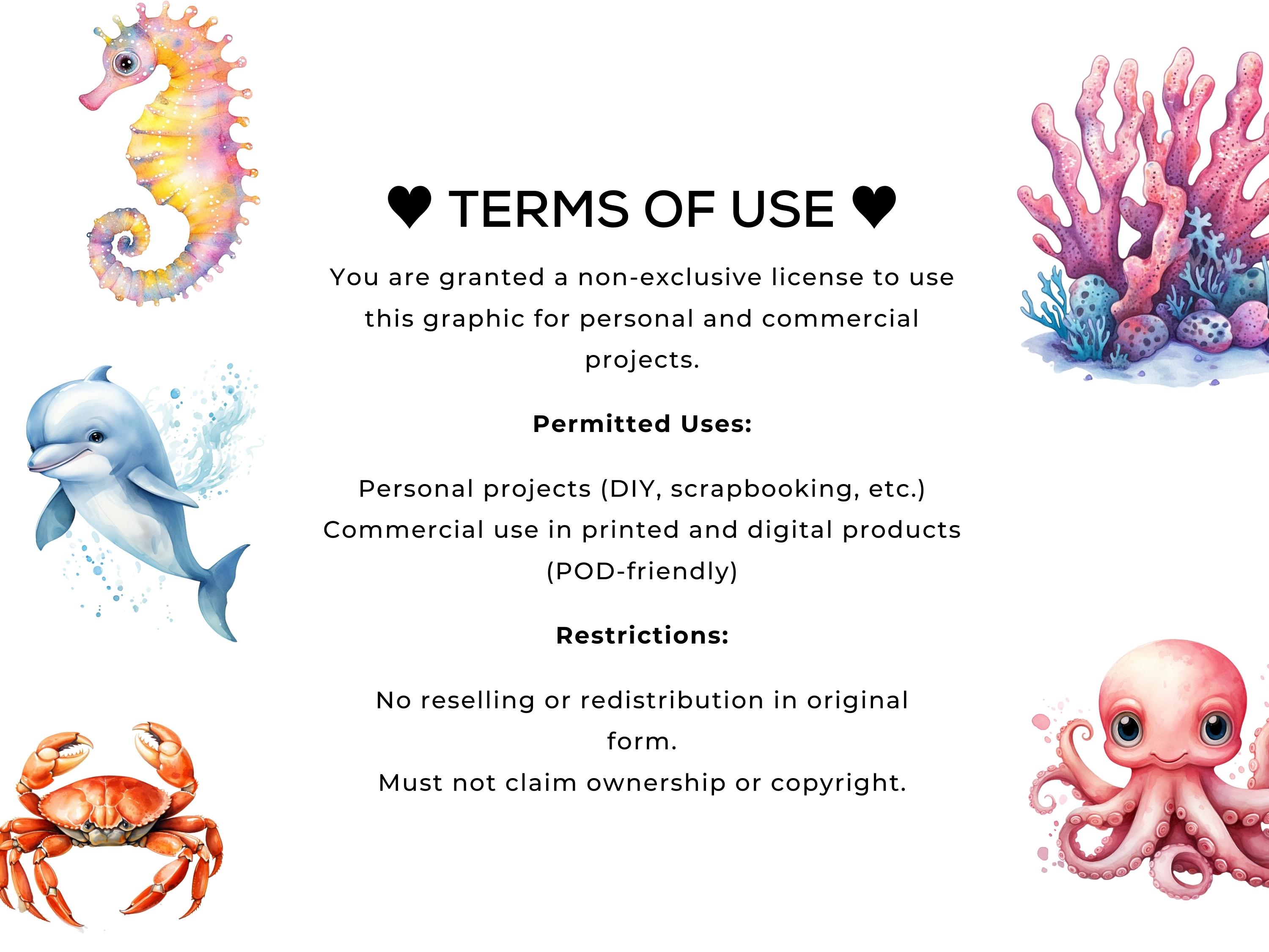 Watercolor Undersea Life Clipart: Ocean Animals, Nursery Art (PNG, 300 ...