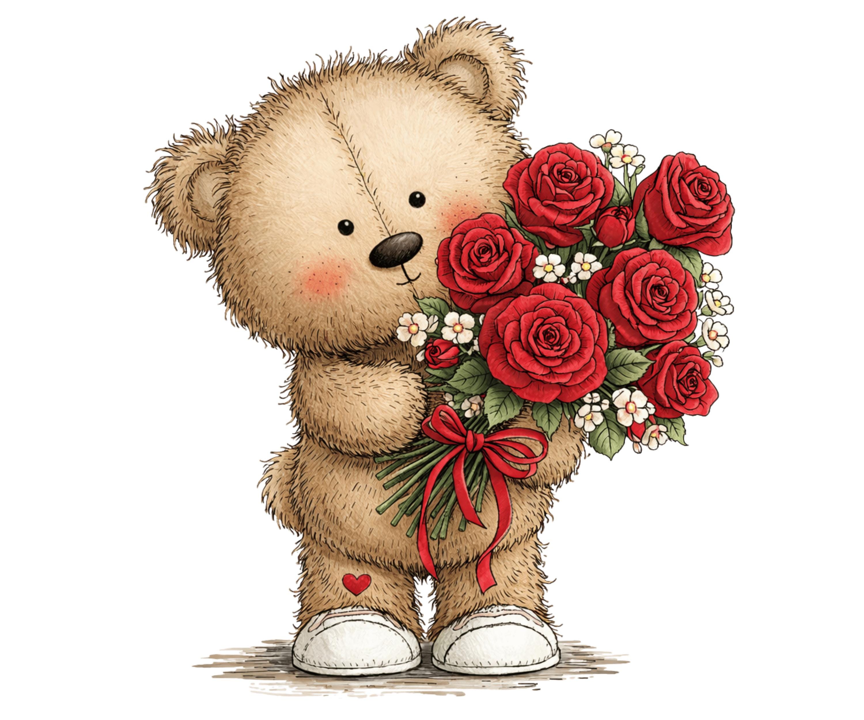 60 Teddy Bear Valentine's Day Clipart: Love Graphics Bundle, Valentine ...