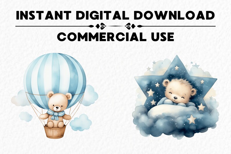 Teddy Bears Clipart Sleepy Teddy Bears, Baby Bear PNG, Cute Watercolor ...