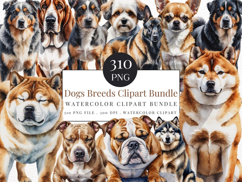 Dog Breed Clipart Bundle - Watercolor Dogs - Dog Clipart : Cliparts ...
