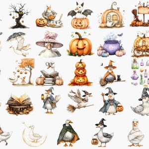 Helloween Witchy Goose Clipart, Cute Halloween Clipart, Goose & Witch ...