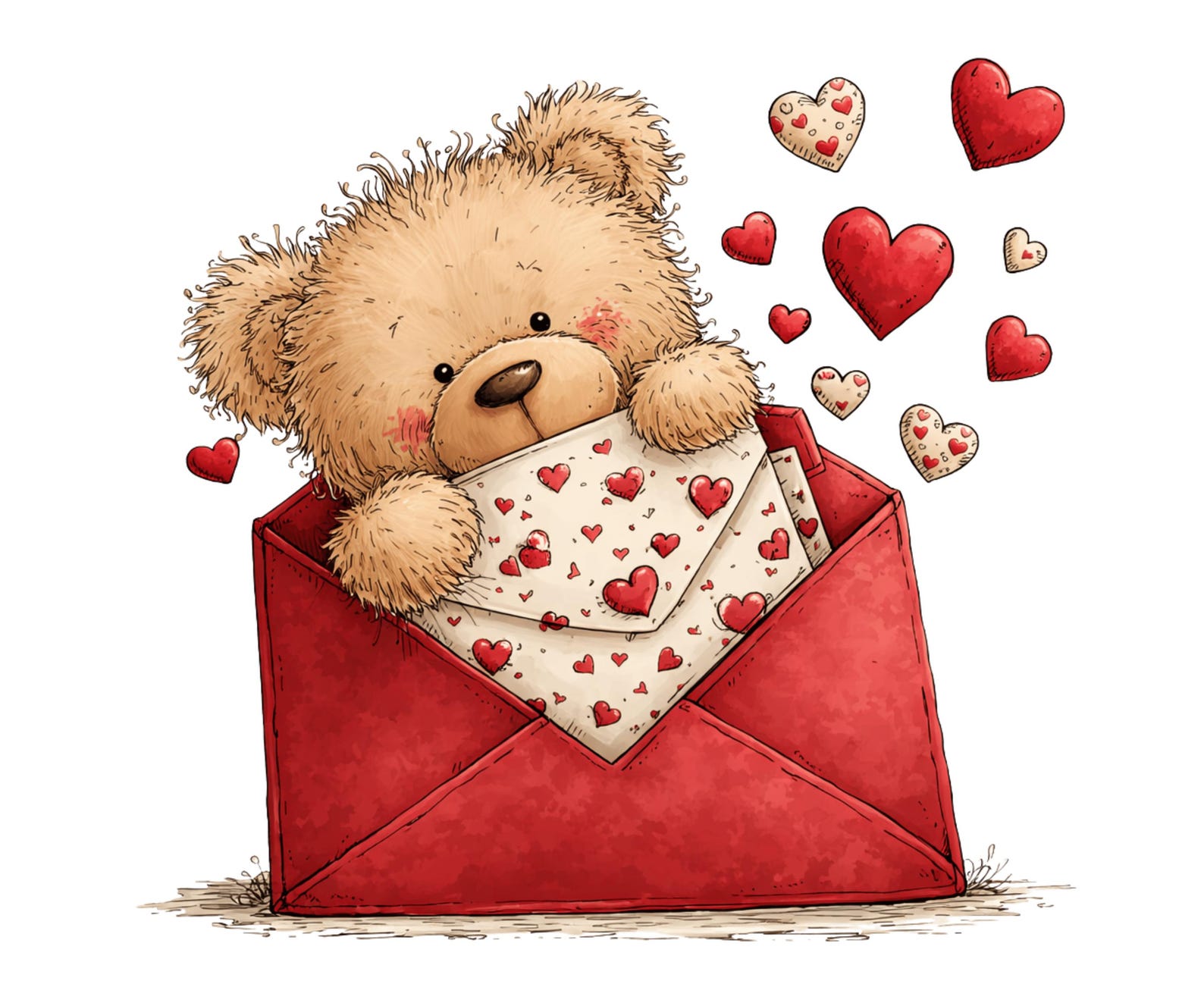 60 Teddy Bear Valentine's Day Clipart: Love Graphics Bundle, Valentine ...