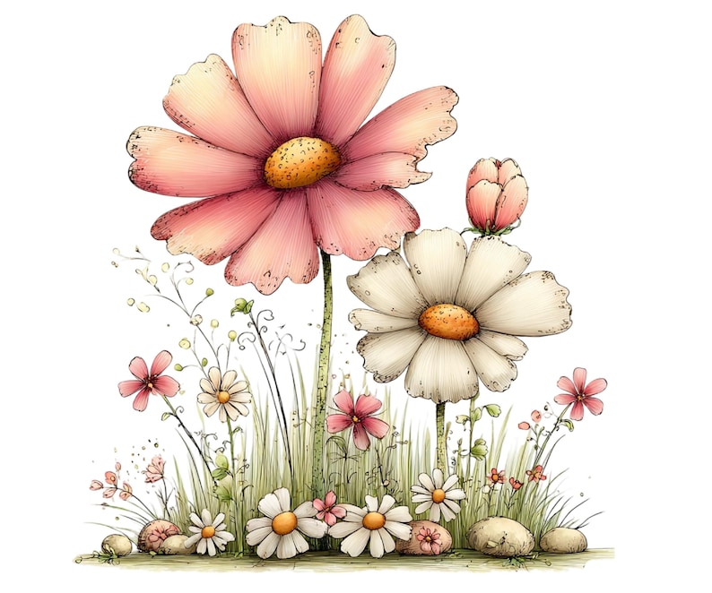 27 Whimsical Flowers Spring Clipart: Floral Graphics (digital Download ...