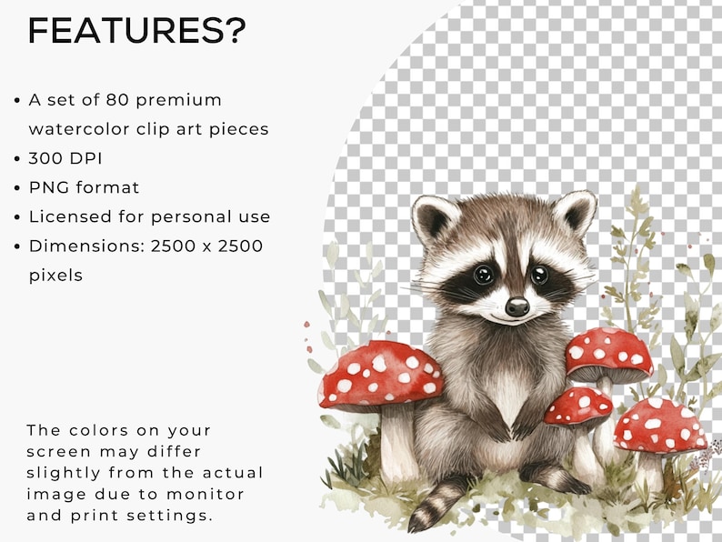 Watercolor Woodland Animals Clipart: 80 Forest Baby Illustrations - Etsy
