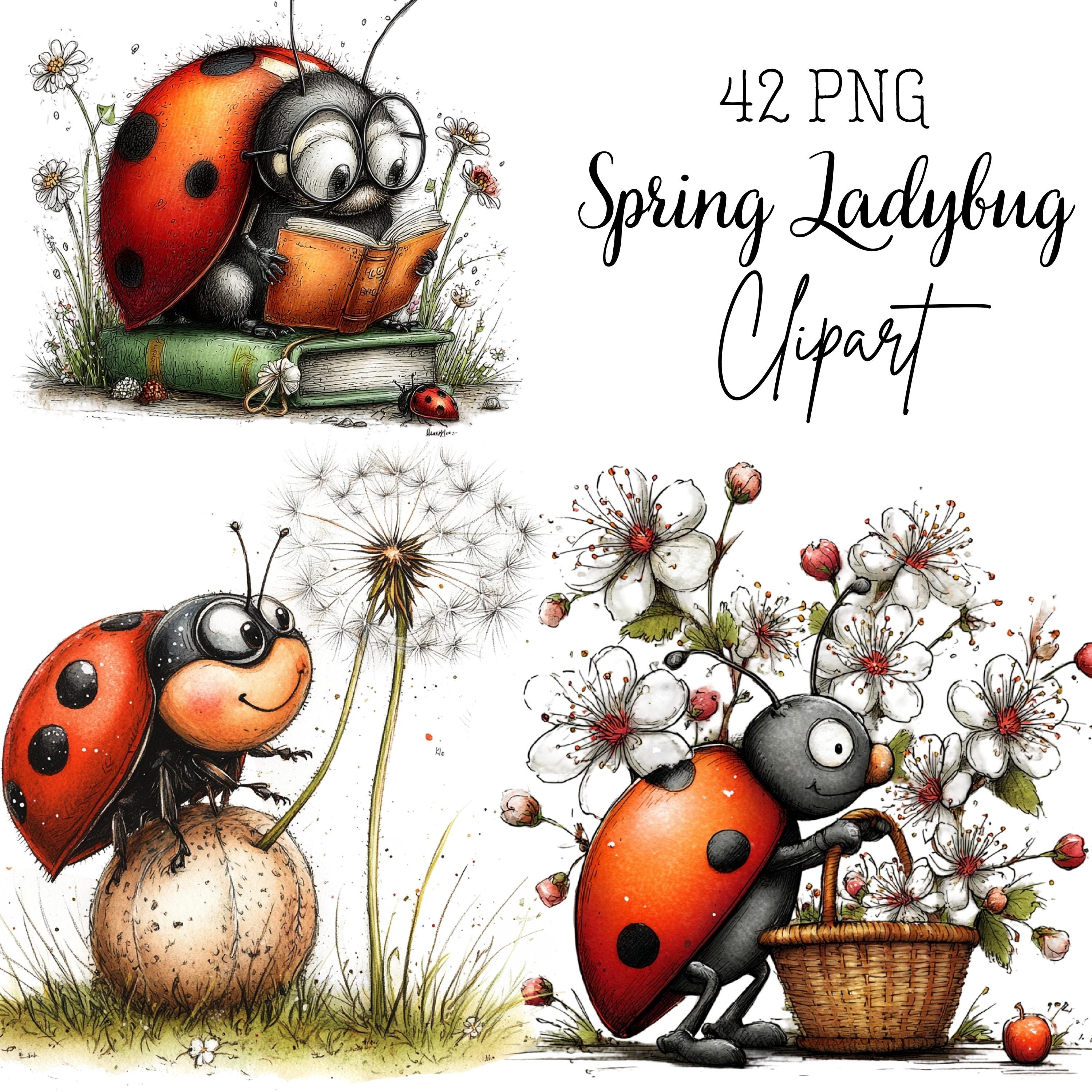 Watercolor Ladybug Clipart: 42 Whimsical Spring Illustrations (PNG) - Etsy