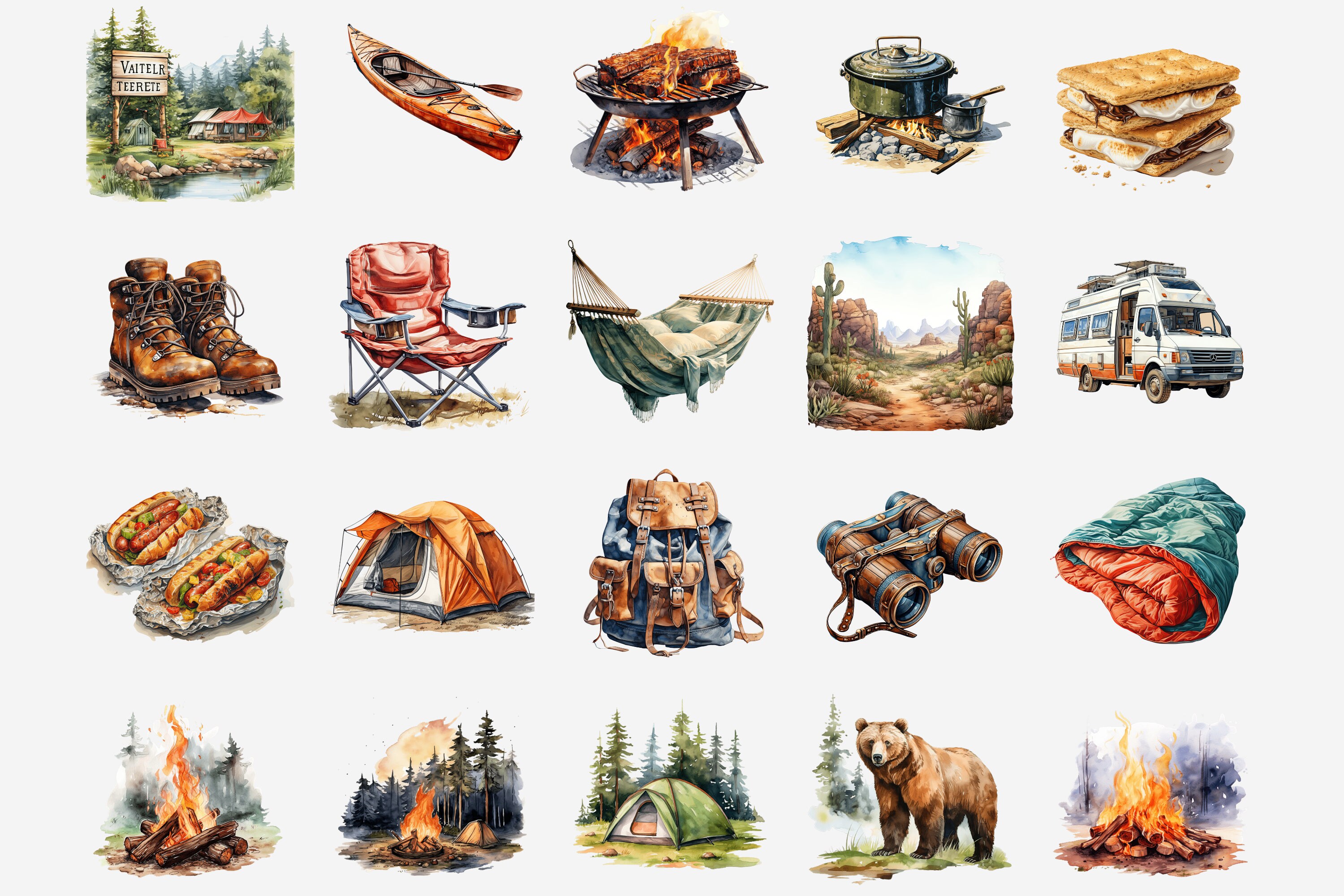 Watercolor Camping Clipart Camping Sublimation PNG, Camp Life Tent ...