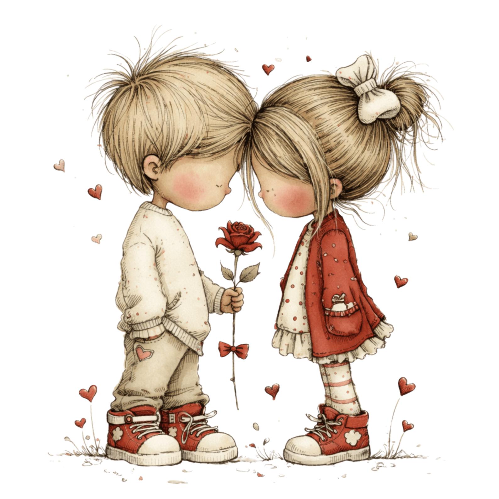 22 Valentine Romantic Couple Clipart: Adorable Boy & Girl in Love ...