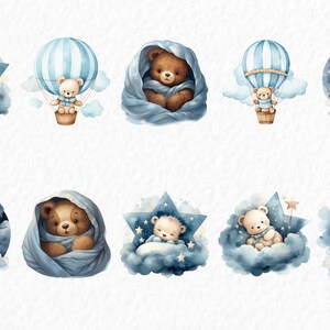 Teddy Bears Clipart Sleepy Teddy Bears, Baby Bear PNG, Cute Watercolor ...