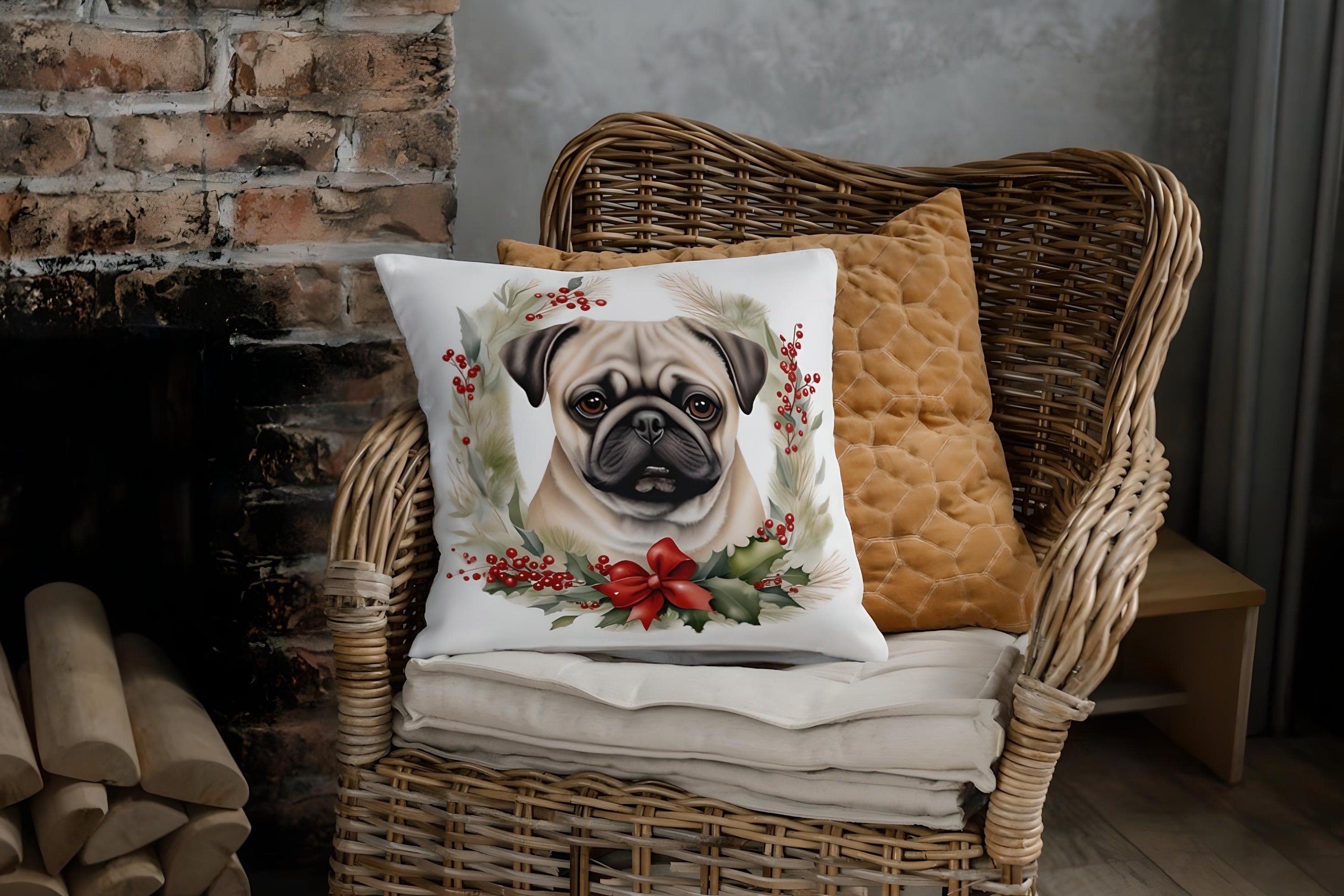 Christmas Pugs Clipart Pug Clipart, Holiday Graphics, Watercolor Dogs ...