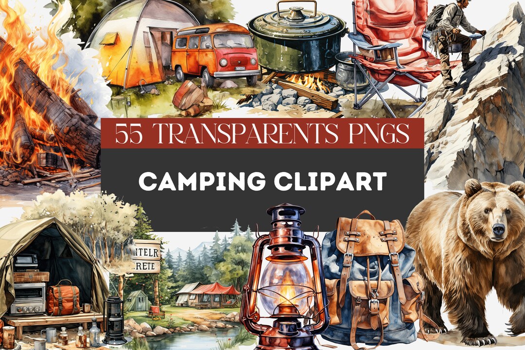 Watercolor Camping Clipart Camping Sublimation PNG, Camp Life Tent ...
