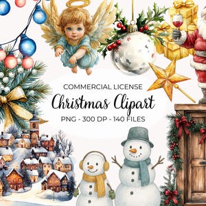 Watercolor Christmas Clipart: Festive Holiday Pngs (300 DPI) - Etsy