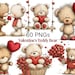 60 Teddy Bear Valentine's Day Clipart: Love Graphics Bundle, Valentine ...