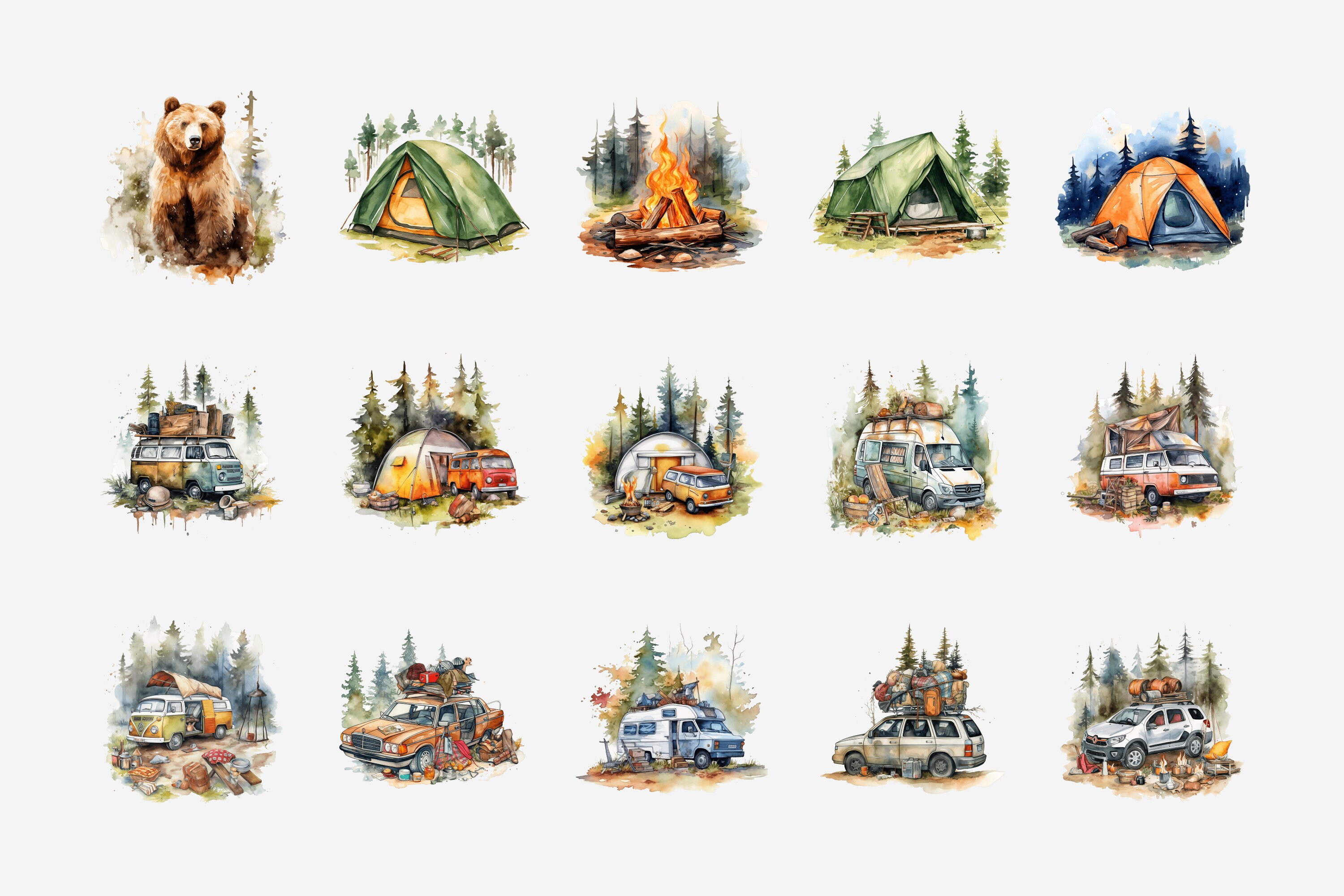 Watercolor Camping Clipart Camping Sublimation PNG, Camp Life Tent ...