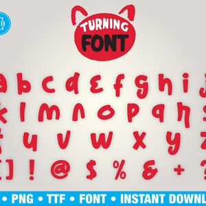 Turning Red Font Bundle Svg Png Pdf INSTANT DOWNLOAD - Etsy