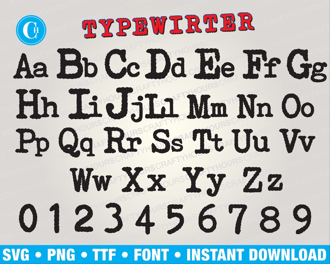 Typewriter Font Svg Png Pdf INSTANT DOWNLOAD - Etsy Singapore