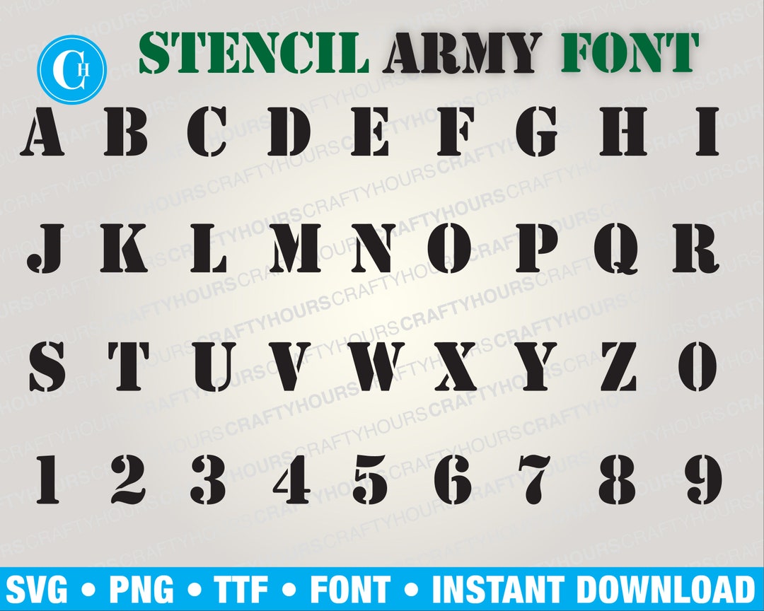 Stencil Army Font Svg Png Pdf INSTANT DOWNLOAD - Etsy Portugal
