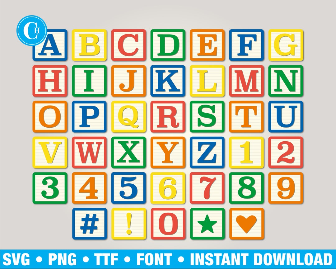 Blocks Font Bundle Svg Png Pdf INSTANT DOWNLOAD - Etsy Canada
