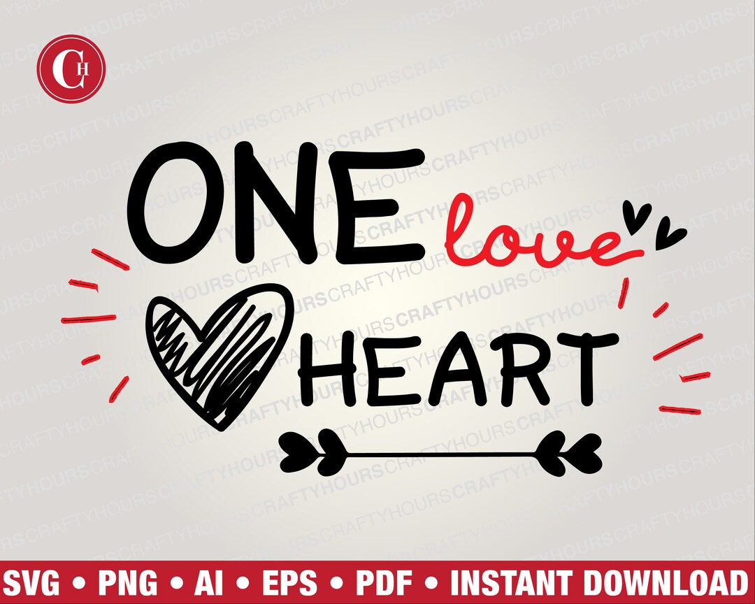 One Love Heart SVG Svg Png Pdf Ai Eps Dxf INSTANT DOWNLOAD - Etsy
