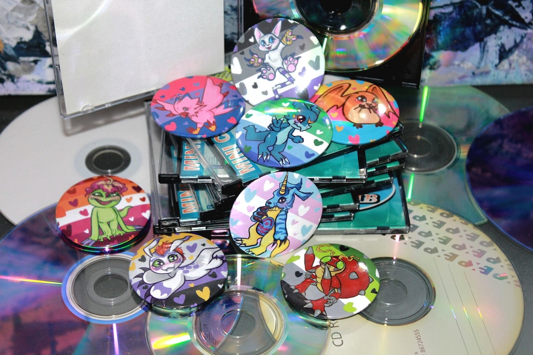 Digimon Round Button Pin - Etsy