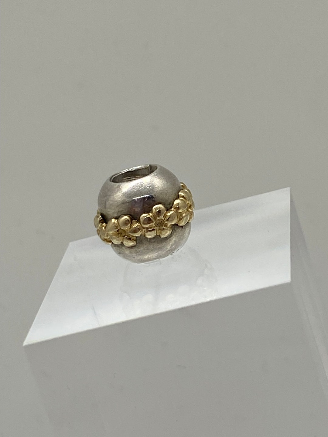 Authentic Pandora Sterling Silver and 14k Gold SATURN FLOWER Charm ...