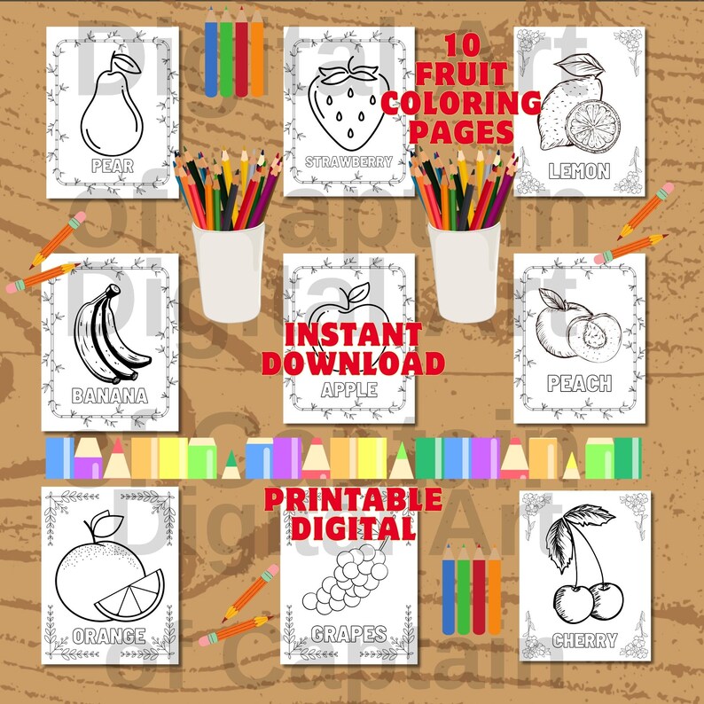 Fruit Coloring Pages, Kids Coloring Pages, Printable Fruits Coloring ...