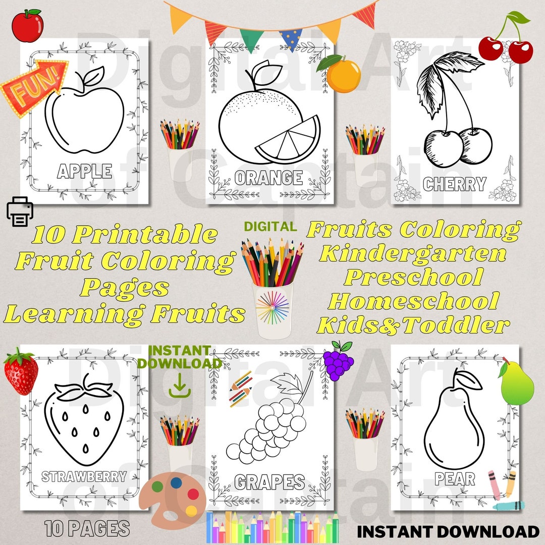 Fruit Coloring Pages, Kids Coloring Pages, Printable Fruits Coloring ...