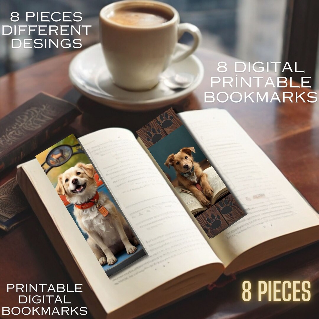 Dog Bookmarks, Digital Printable Dog Bookmarks,8 Printable Digital ...