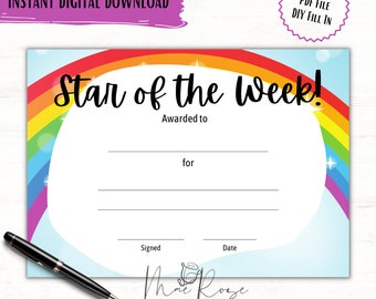 Superstar Children's Award, School Awards, Printable, INSTANT DOWNLOAD ...