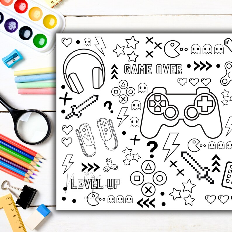 Gaming Colouring Page, INSTANT DOWNLOAD, Printable File, Gaming Party ...