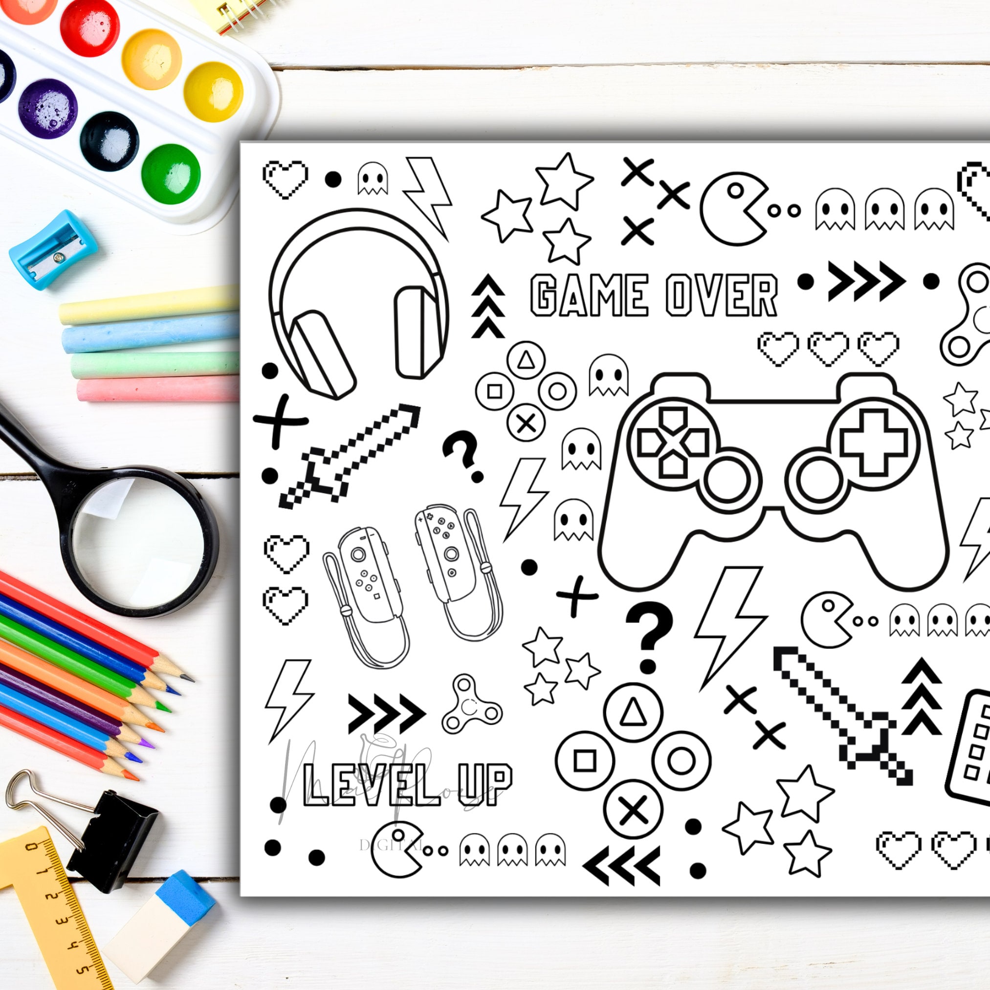 Gaming Colouring Page, INSTANT DOWNLOAD, Printable File, Gaming Party ...