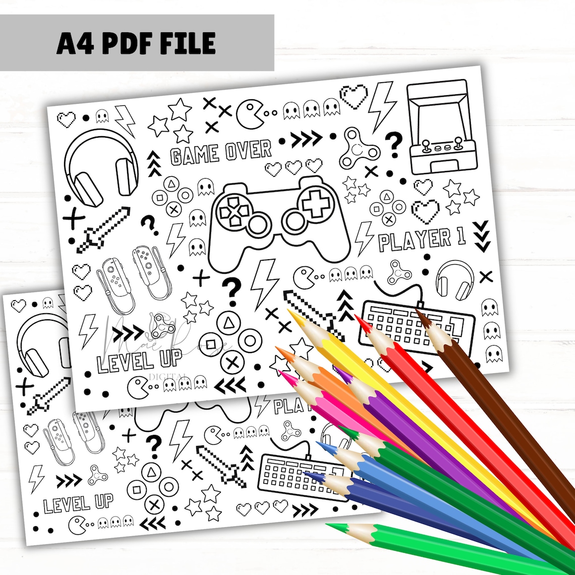 Gaming Colouring Page, INSTANT DOWNLOAD, Printable File, Gaming Party ...