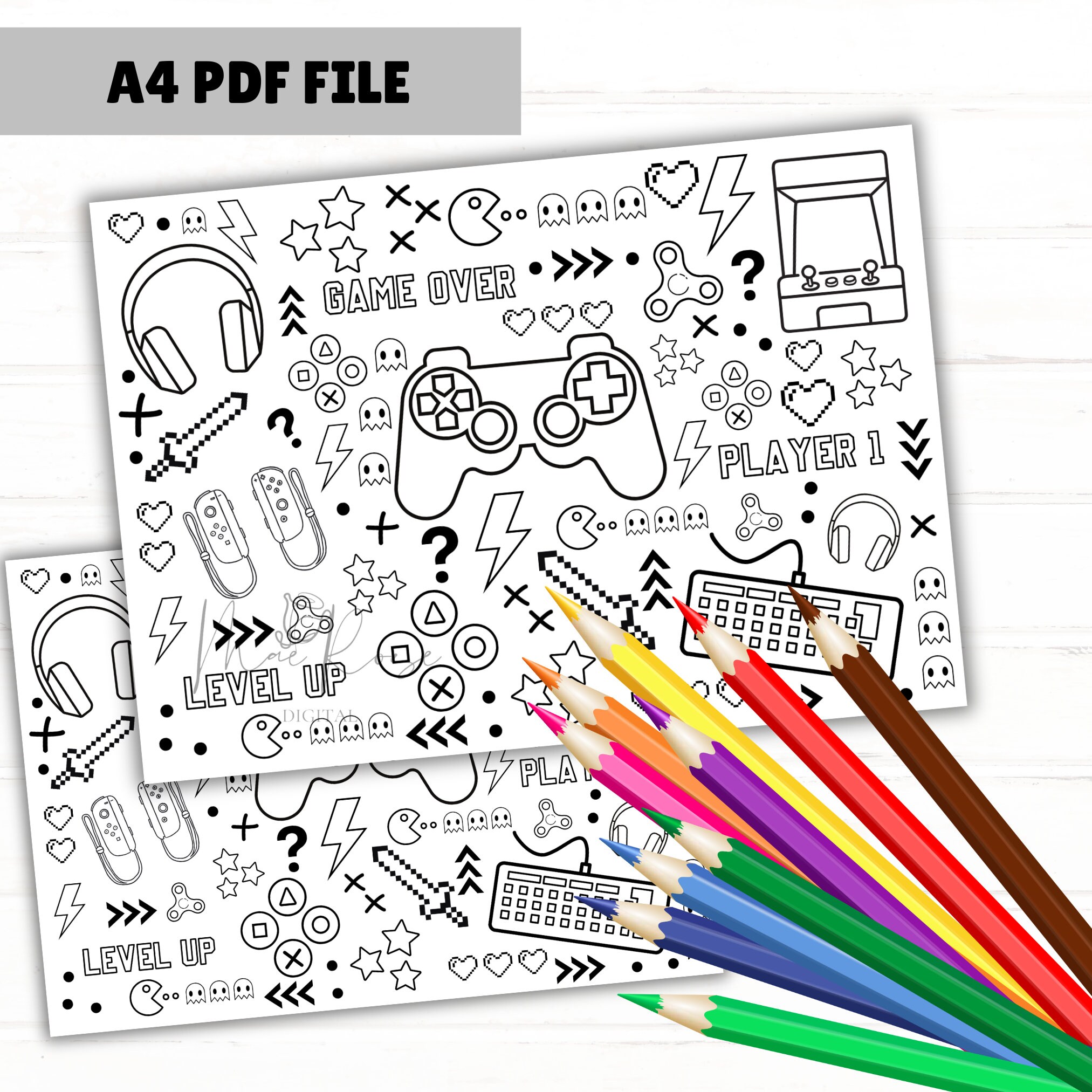 Gaming Colouring Page, INSTANT DOWNLOAD, Printable File, Gaming Party ...