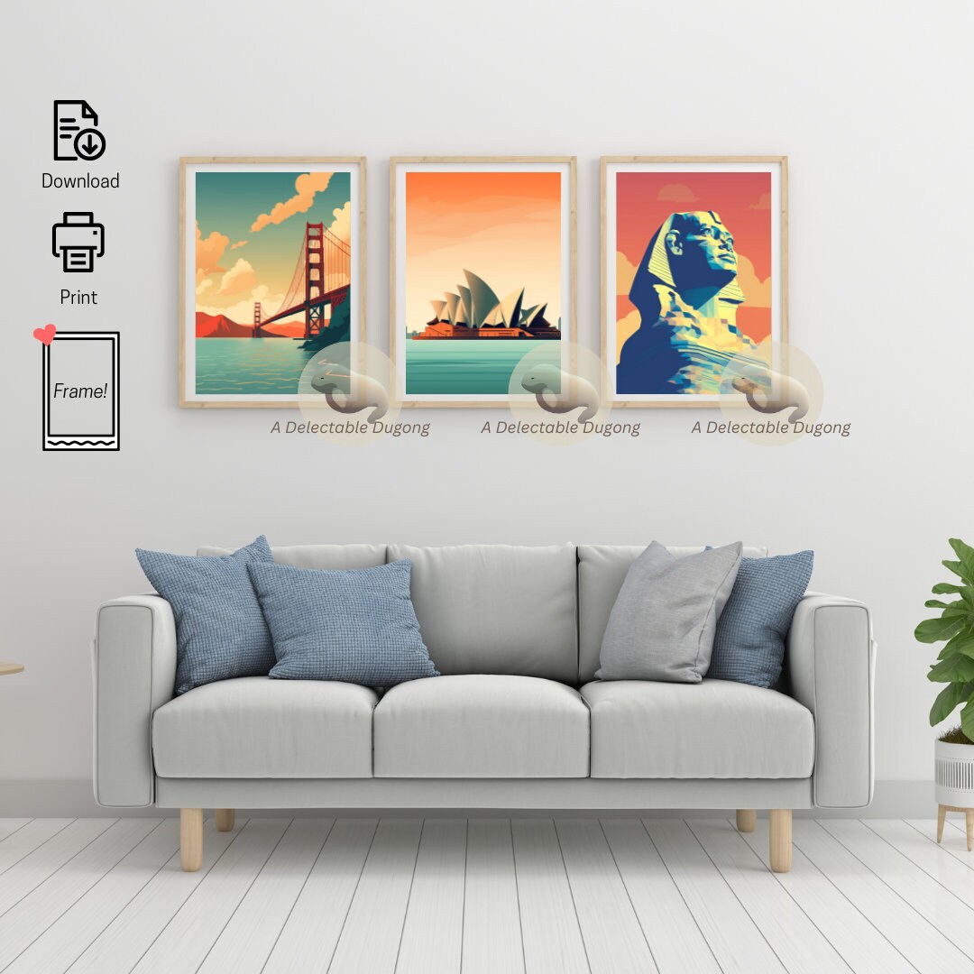 30 Amazing Landmarks HD Minimal, Retro Style Perfect for Your Home or ...