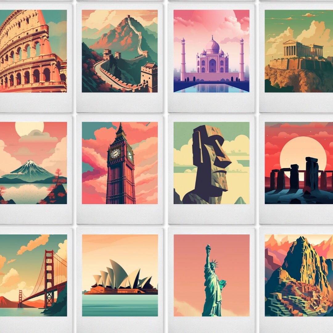 30 Amazing Landmarks HD Minimal, Retro Style Perfect for Your Home or ...