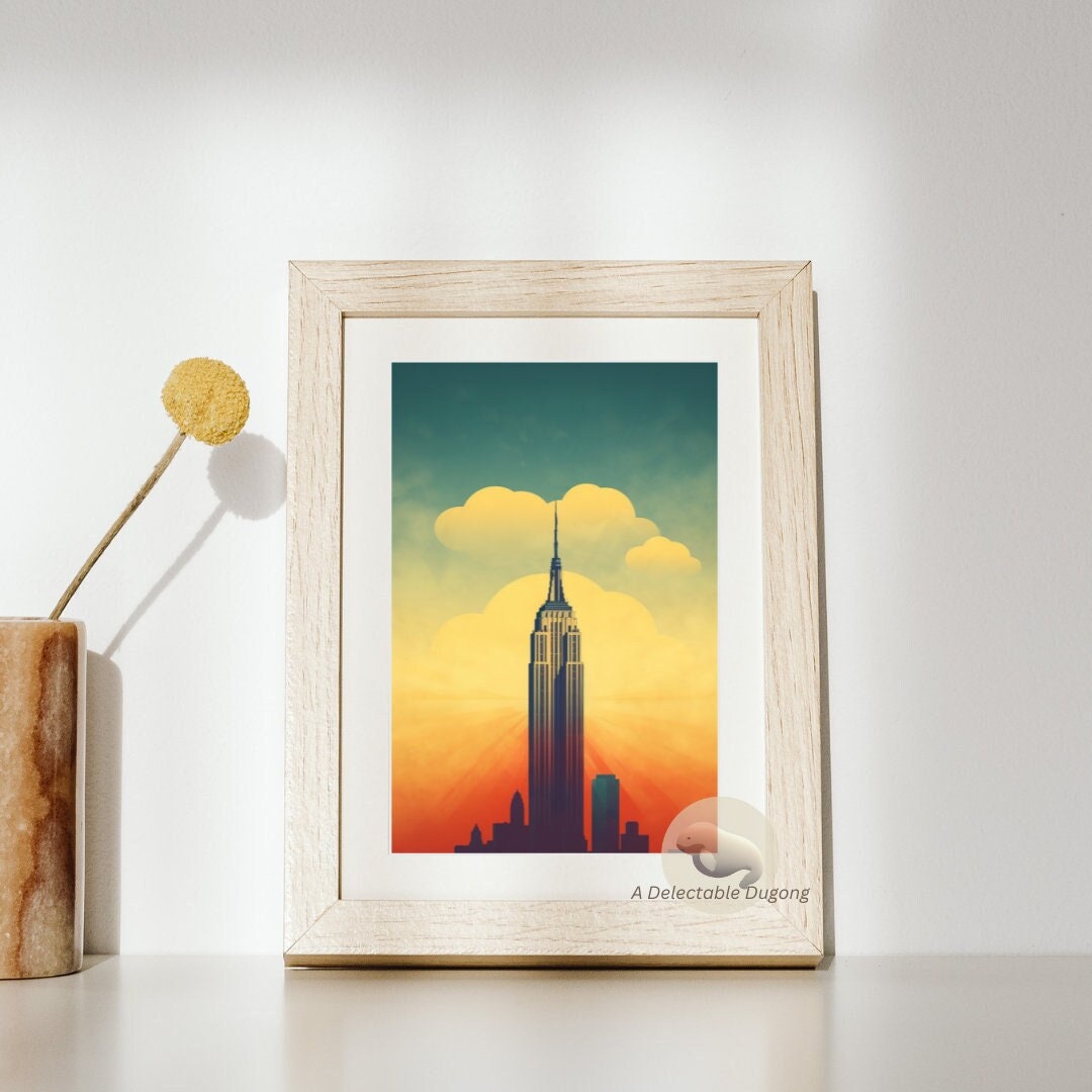 Empire State Building, New York Retro HD Digital Prints Printable Wall ...