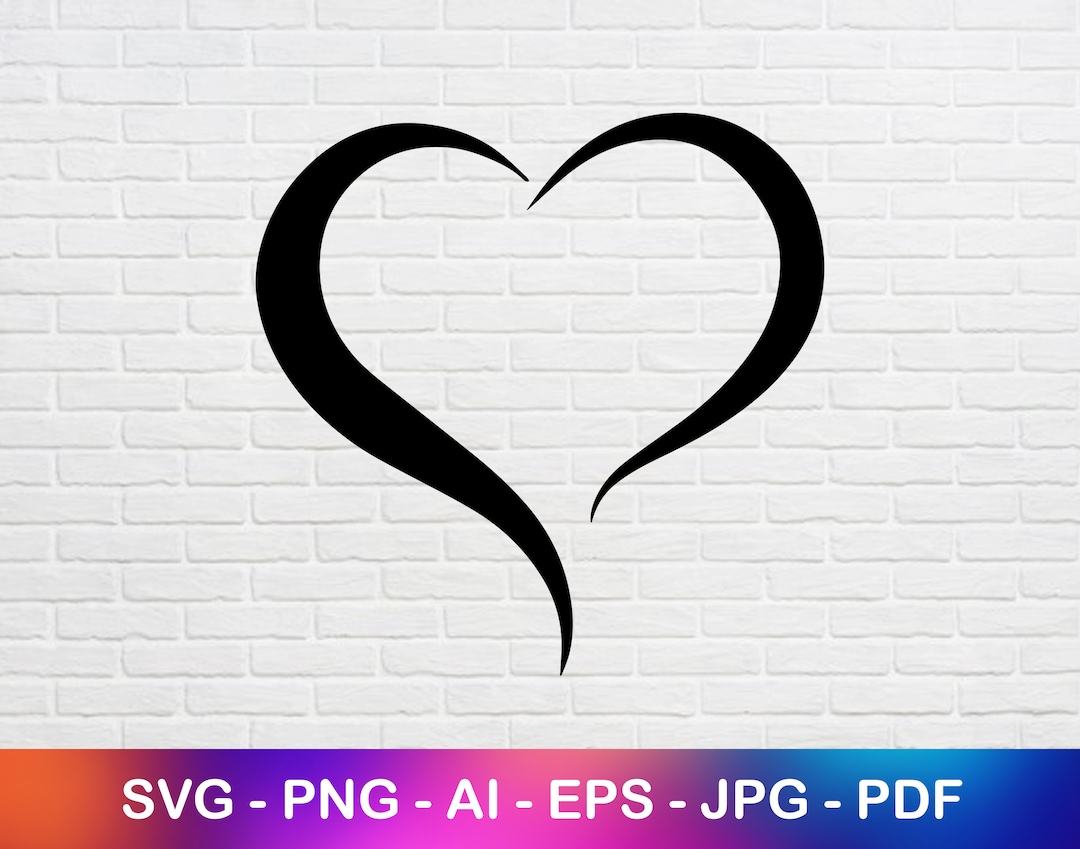 Open Heart Svg, Hand Drawn Heart Outline Instant Download - Etsy