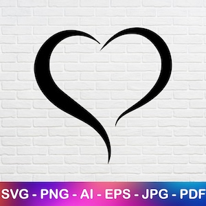 Open Heart Svg, Hand Drawn Heart Outline Instant Download - Etsy