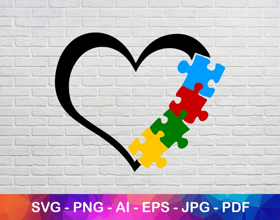 Autism Heart Svg, Autism Rainbow Puzzle, Autism Awareness for Cricut - Etsy