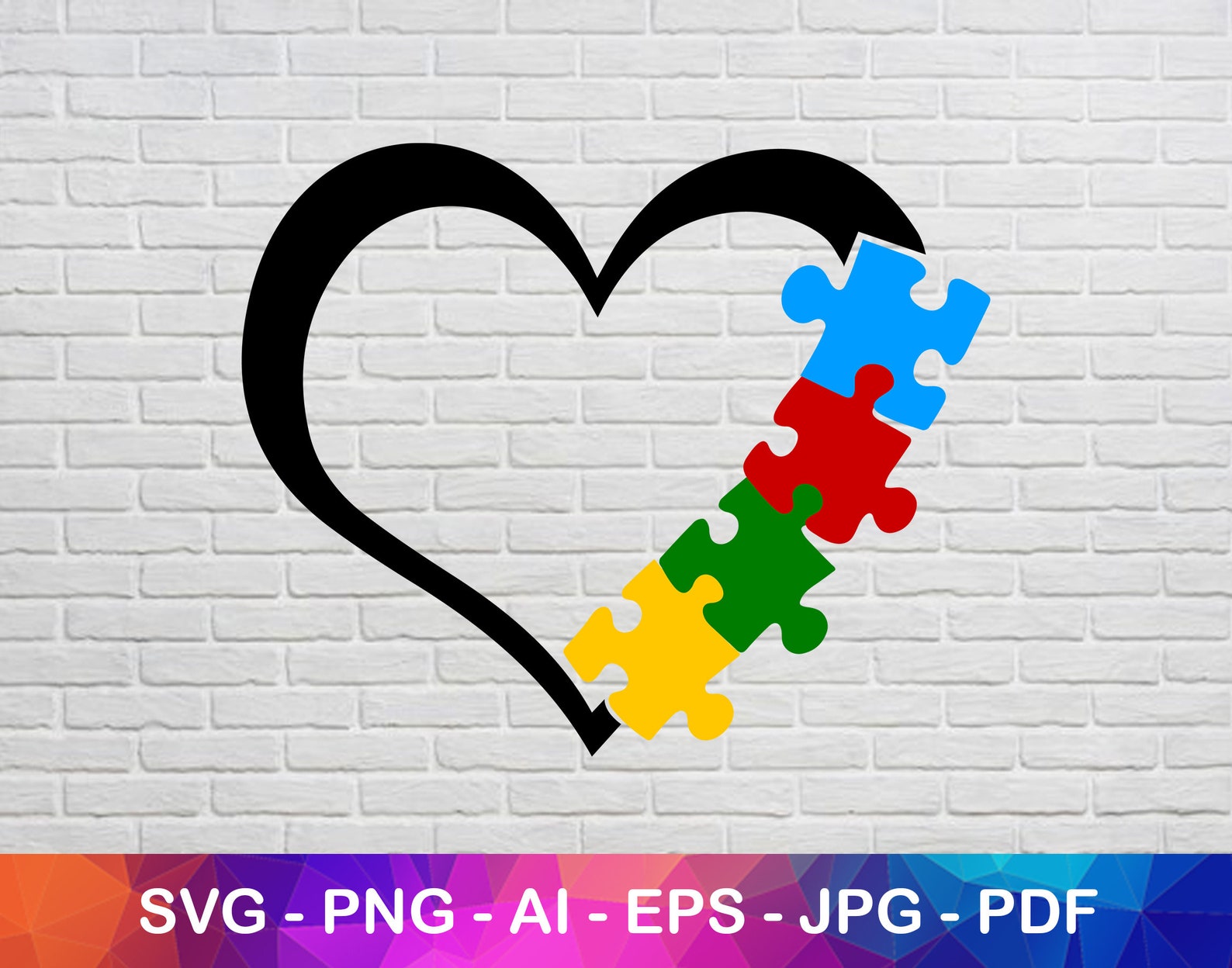 Autism Heart Svg, Autism Rainbow Puzzle, Autism Awareness for Cricut - Etsy