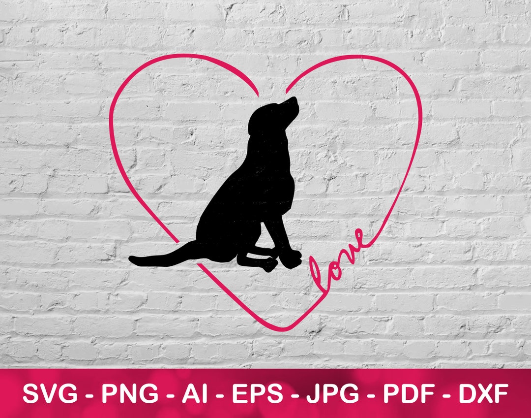 Love Dog Svg File for Cricut, Dog Silhouette and Red Heart - Etsy