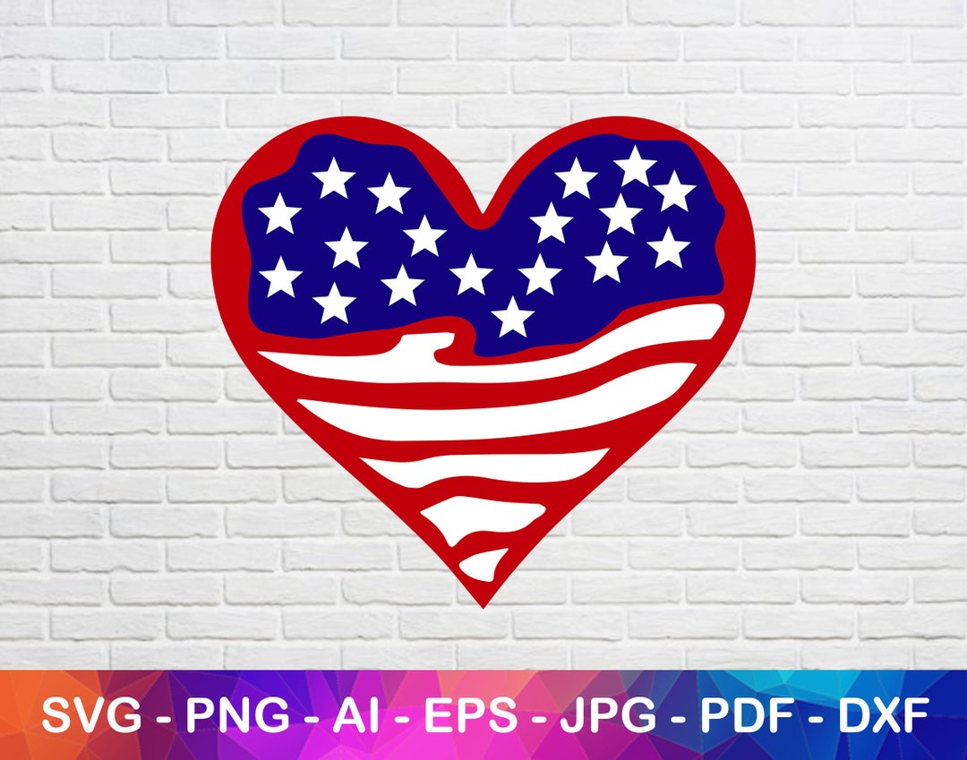 American Flag Heart Svg, Independence Day Svg, Patriotic Svg, 4th of ...