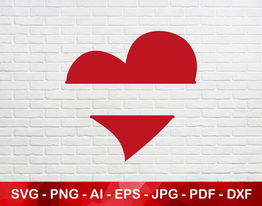 Heart Split Name Frame Svg, Png Files for Valentines Day, Red Heart ...
